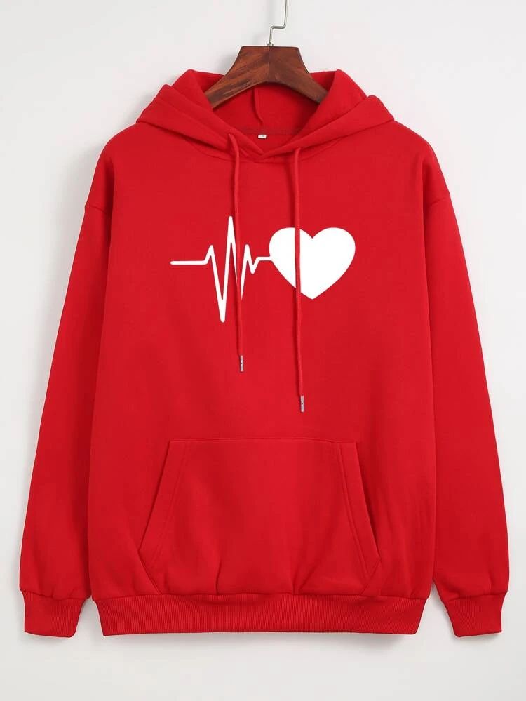 Hoodie con Capucha Corazón ROJO – okeyecuador